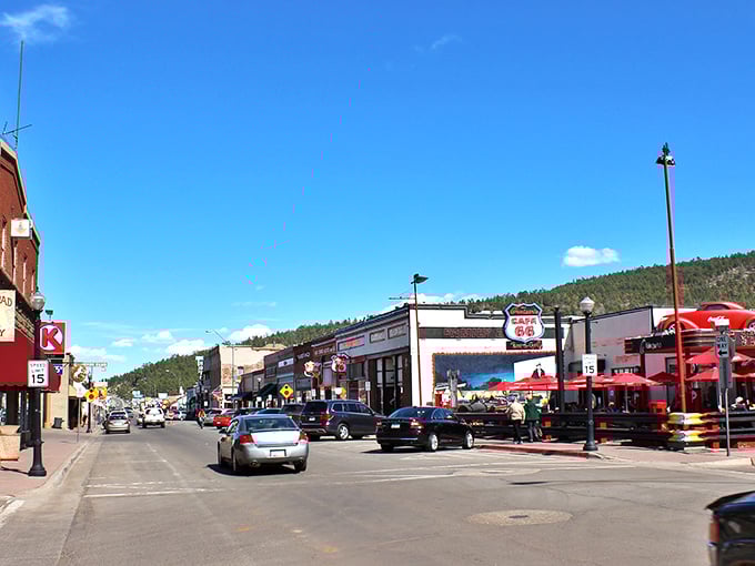 Route 66 perfection in living color! Williams' main drag offers that magical small-town vibe where history and modern comforts collide under Arizona's impossibly blue skies.