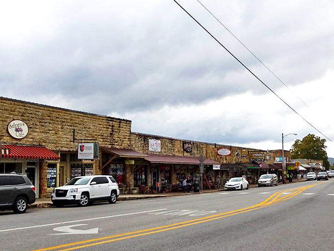Downtown Mountain View's honey-colored stone buildings aren't just pretty facades—they're living repositories of Ozark history, standing sentinel as generations pass through.