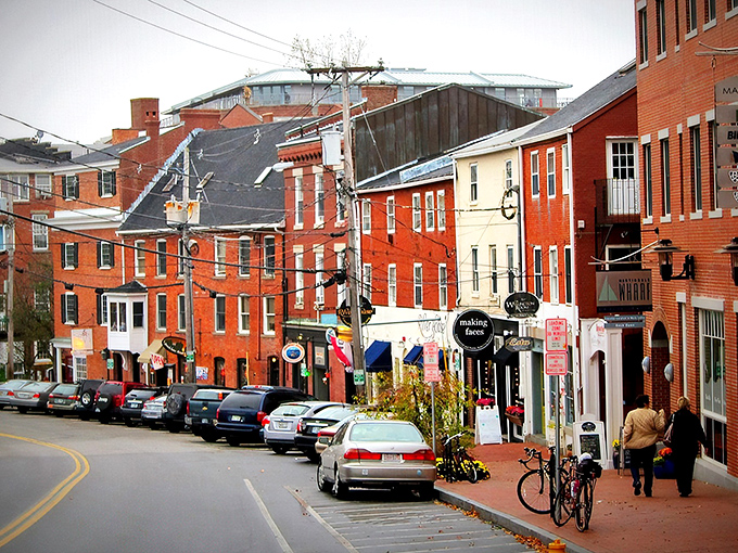 Portsmouth's colorful Market Street buildings stand like a box of New England crayons, each one housing shops and stories collected over centuries.