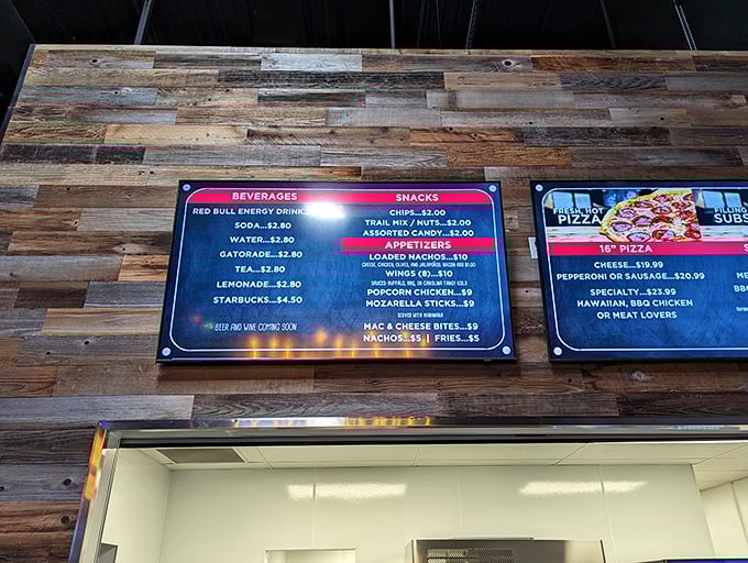 The menu offers exactly what you need after burning rubber—comfort food that hits the spot faster than you hit those barriers.