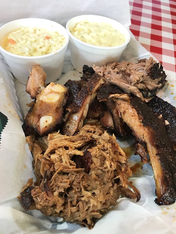 The two-meat platter—for when making decisions is hard but loving barbecue is easy. Life's too short for single-meat orders.
