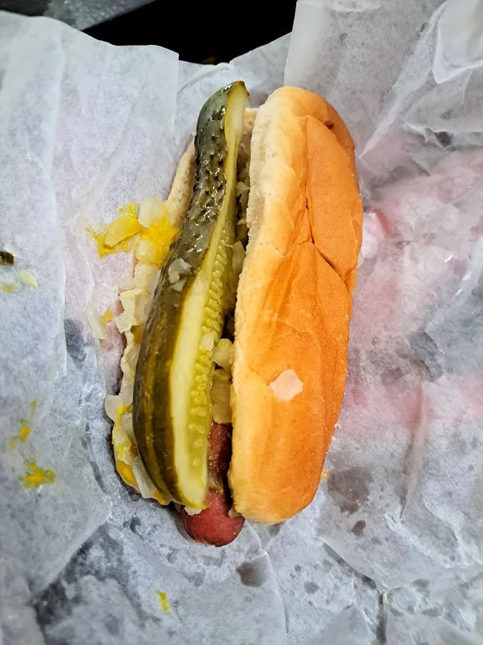 Chicago's hot dog artistry on display—a careful architecture of flavors that New York vendors can only gaze upon with envy.