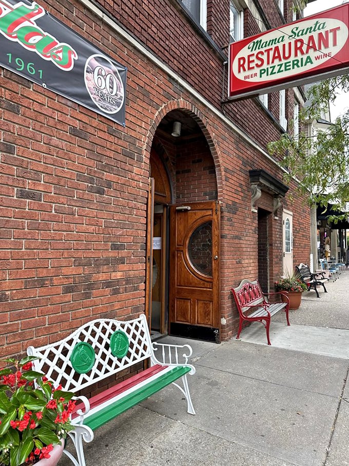 The entrance beckons with Italian colors and welcoming benches. Like a portal to Sicily, right on East 123rd Street.