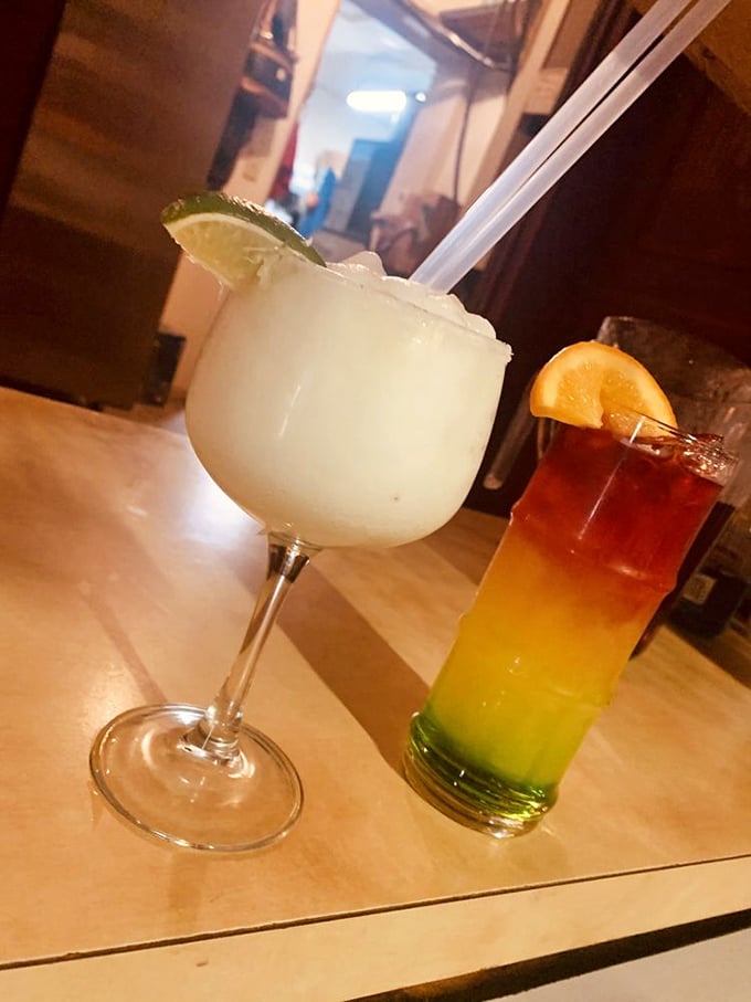 A frozen margarita and a colorful Jamaican Lizard – proof that Forest, Virginia knows how to throw a proper liquid fiesta.