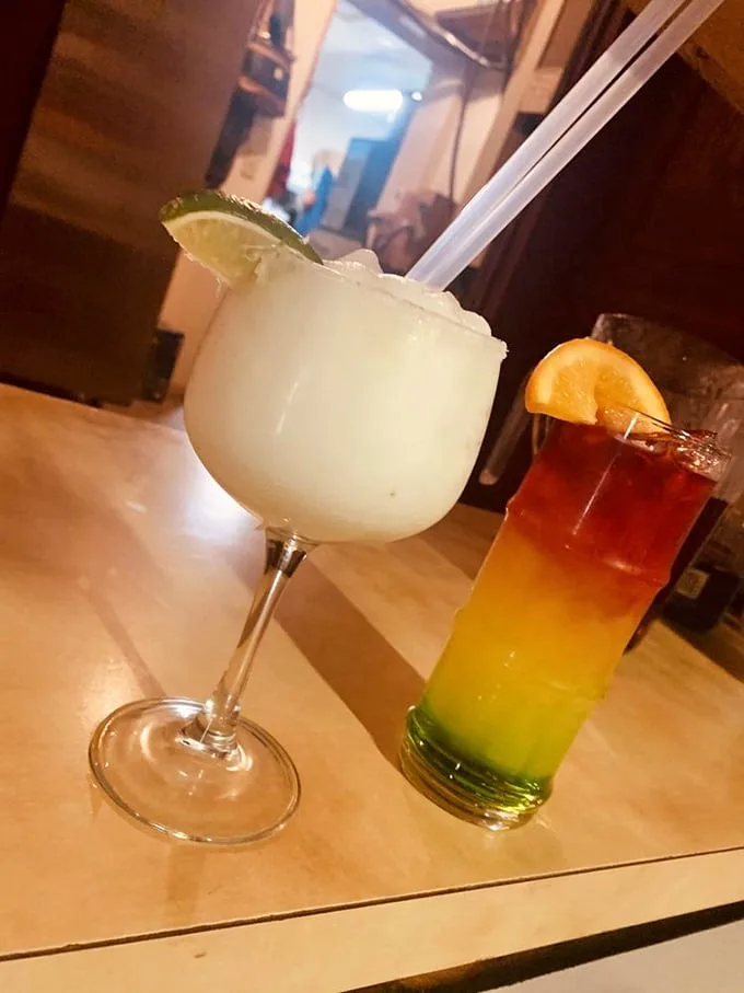 A frozen margarita and a colorful Jamaican Lizard – proof that Forest, Virginia knows how to throw a proper liquid fiesta.