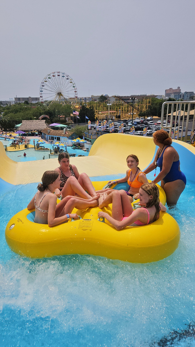 These teens have mastered the art of the group float—proving that sometimes the best summer memories happen between the big slides.