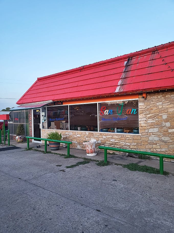 San Juan Mexican Restaurant's stone facade and distinctive red roof have likely witnessed countless birthday celebrations and "we survived another week" Friday dinners.