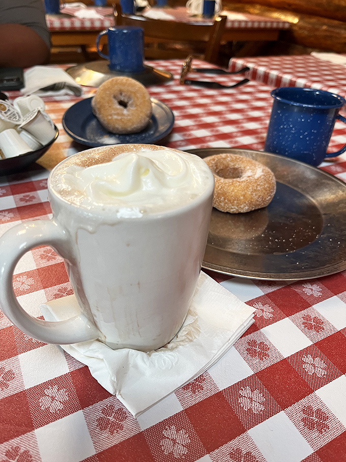Hot coffee and sugar-dusted donuts—the breakfast power couple that's been keeping lumberjacks (and tourists) happy since flannel was invented.