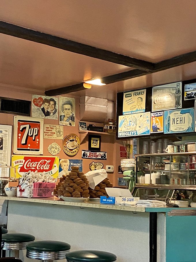 Vintage signs and fresh donuts—a time machine for your taste buds where nostalgia is always on the menu.