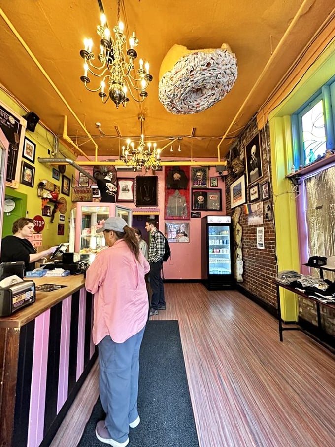 Where donut dreams come true. Customers patiently queue for their sugar fix, knowing that Portland's most colorful wait is always worth it.