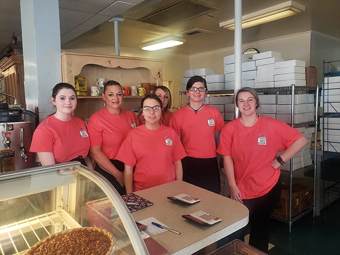 The heart and soul of Lea's – a team whose warm smiles and matching red shirts are as much a part of the experience as the legendary pies.
