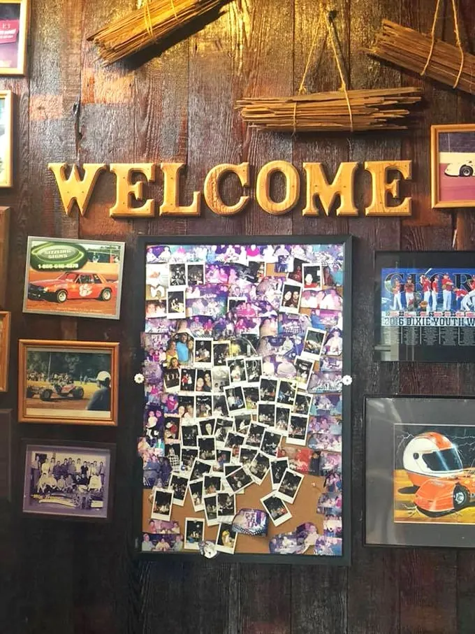 The welcome wall isn't just decoration—it's a community scrapbook telling the story of Thomson through decades of memories.