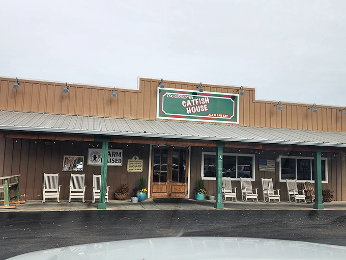 David's Catfish House and its lineup of rocking chairs invite you to sit a spell after consuming your weight in perfectly fried catfish.