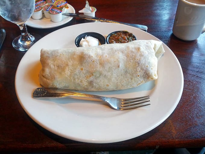 The breakfast burrito—where morning favorites get wrapped up like a present you can't wait to unwrap and devour.