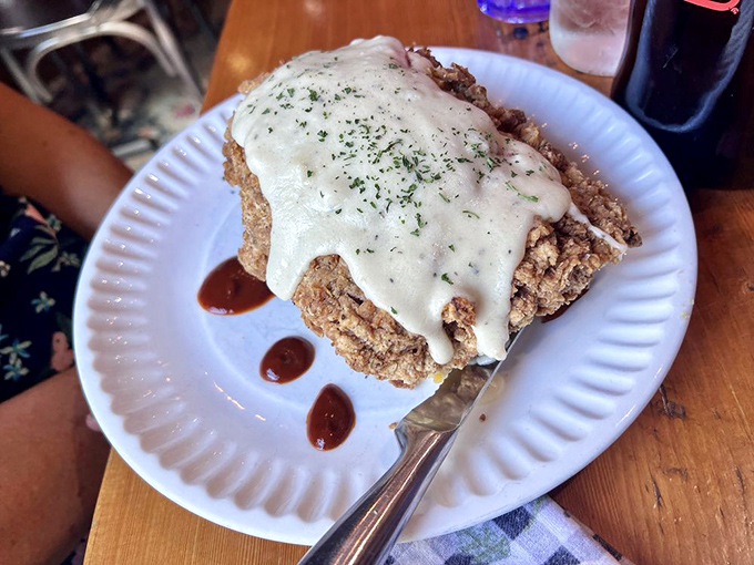 Chicken fried steak smothered in creamy gravy—when you need a dish that hugs you from the inside out and doesn't judge your stretchy pants.