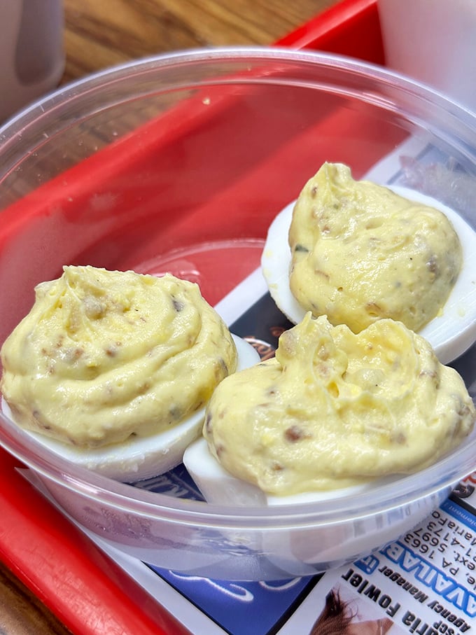 Deviled eggs—the unexpected menu hero that locals know to order. Simple, creamy, and exactly like your grandmother would make.