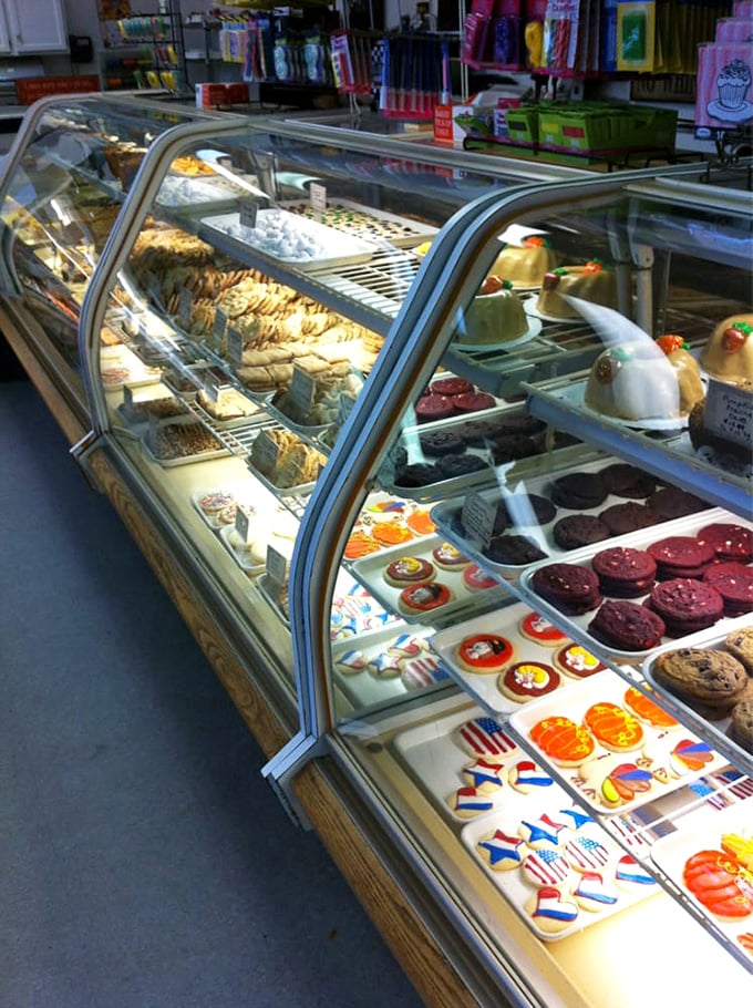 The display case at Freeman's—where diet plans come to die and happiness is served by the slice.