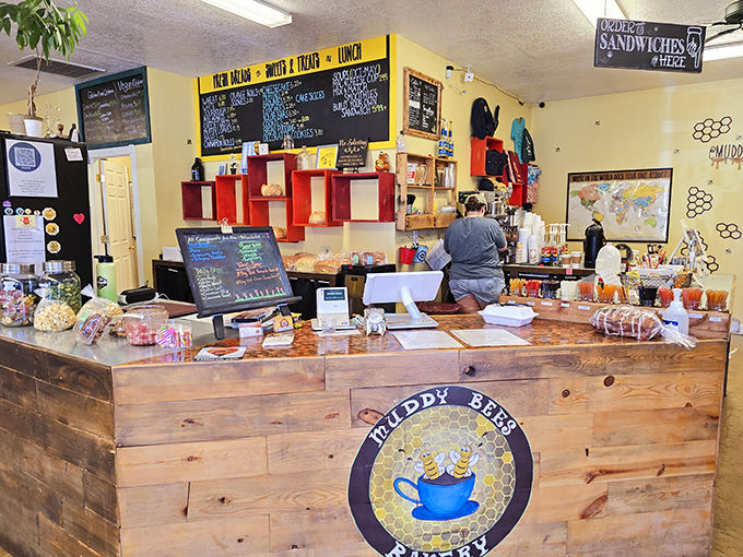 The rustic wooden counter says "small-town charm," but the treats behind it scream "world-class bakery." Choose wisely—or better yet, don't choose at all.