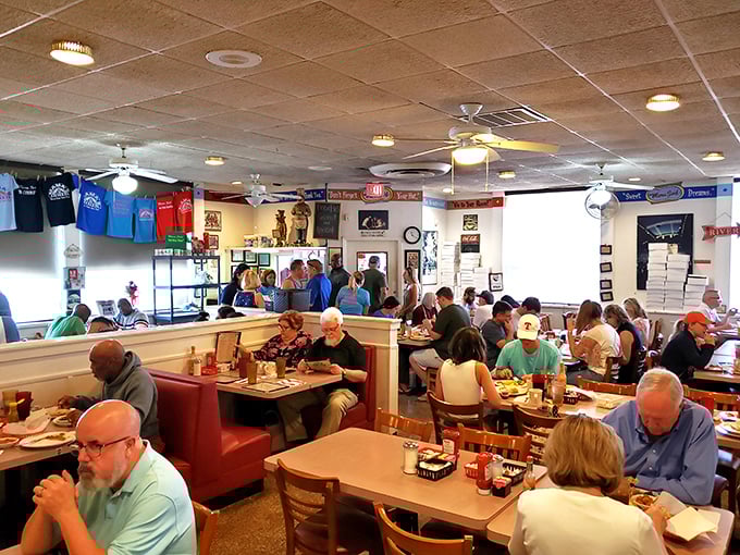 The dining room hums with the universal language of satisfaction – forks meeting plates and conversations pausing for appreciative bites.