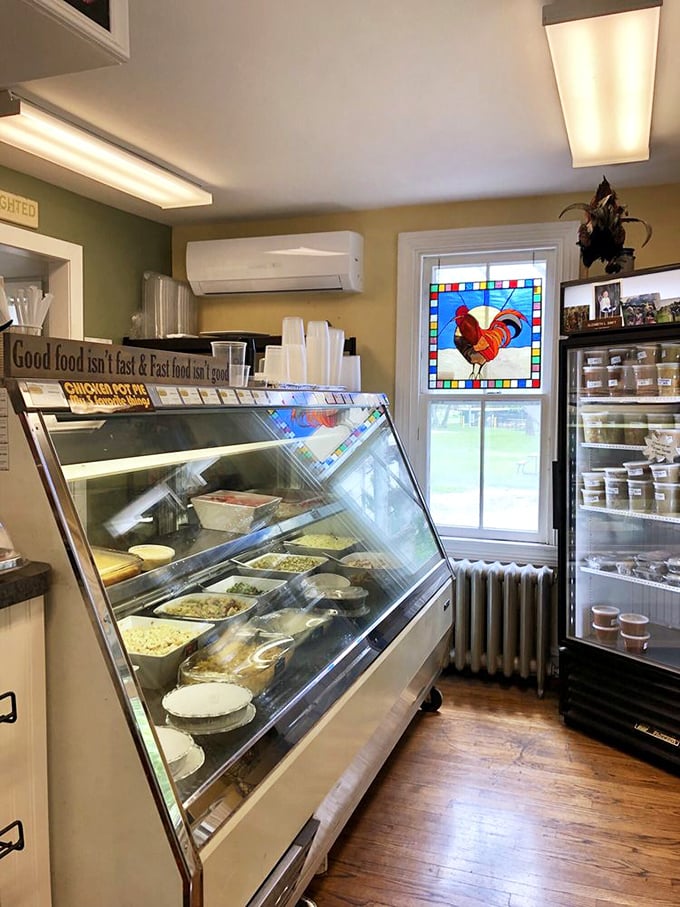 The display case—where dreams are stored at proper temperature and pie decisions become life's most delightful dilemma.