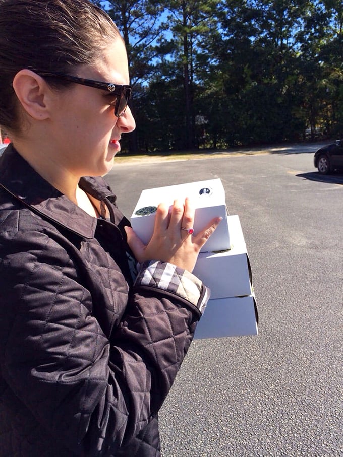 That look of anticipation when you're about to drive home with boxes of Freeman's treats—pure, unadulterated joy.