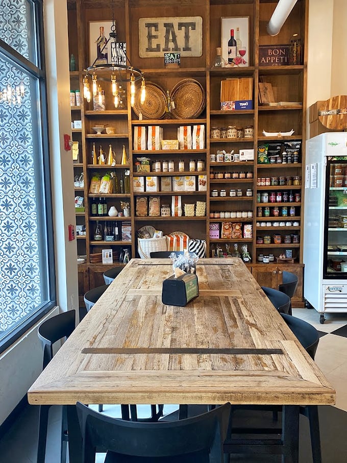 This isn't just a table—it's a community gathering spot where strangers bond over the universal language of "mmm" and "you have to try this."