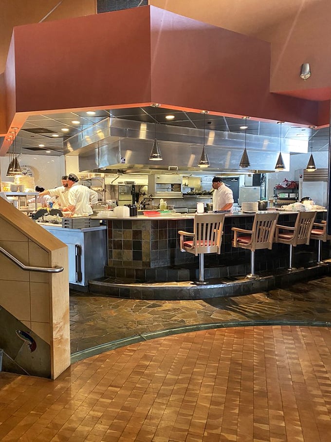 Where culinary magic happens in full view. Anthony's open kitchen concept lets you witness the choreographed chaos that results in plate perfection.