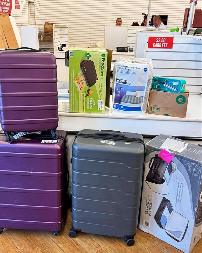 Luggage that's ready to see the world at prices that won't prevent you from actually traveling. Purple or gray? Decisions, decisions!
