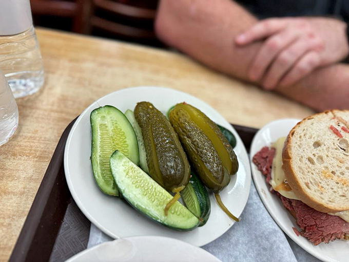 The pickle plate – nature's palate cleanser. In the symphony of a Katz's meal, consider these the refreshing interlude between movements.