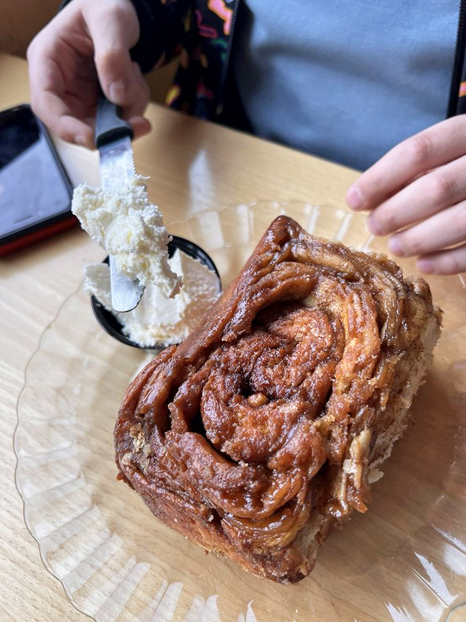 This sticky bun isn't just dessert masquerading as breakfast – it's a reason to get out of bed in the morning. Worth every napkin it requires.