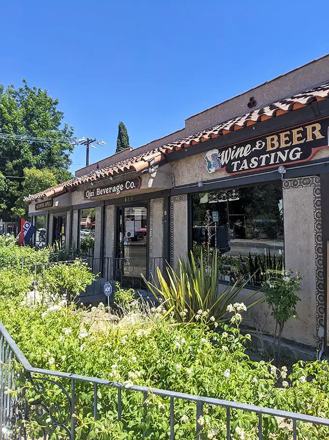 The Ojai Beverage Company invites passersby to pause for a tasting—because what's a California adventure without sampling the local liquid artistry?