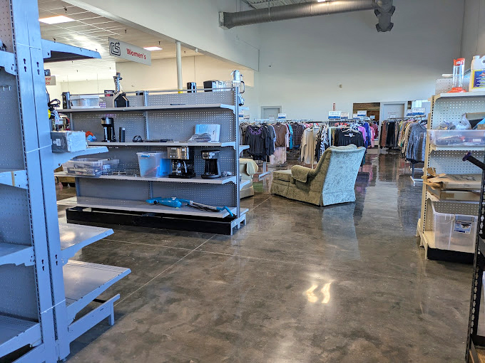 The spacious concrete-floored aisles offer room to roam between sections, with enough space to navigate even the bulkiest furniture finds.