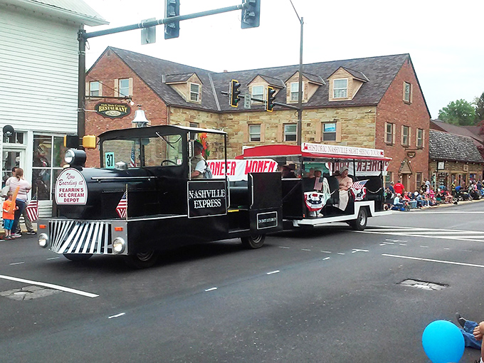 The Nashville Express isn't just a parade float—it's small-town celebration incarnate, where community spirit rolls down Main Street for everyone to enjoy.