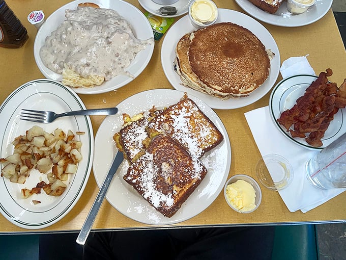 A table spread that says "we're going to need a nap after this" – the breakfast equivalent of Thanksgiving dinner.