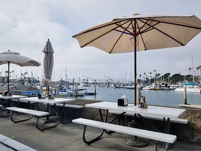 Picnic tables with a million-dollar view—where your seafood feast comes with a side of California dreaming.