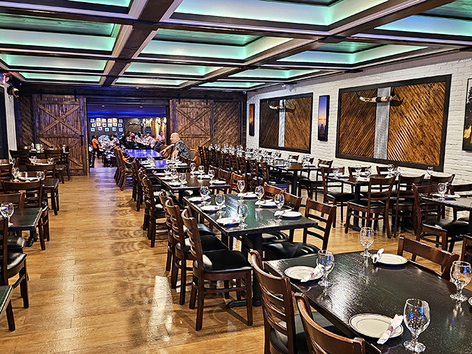 The dining room buzzes with the energy of happy eaters. Every wooden table holds the promise of a meal worth remembering long after the check arrives.