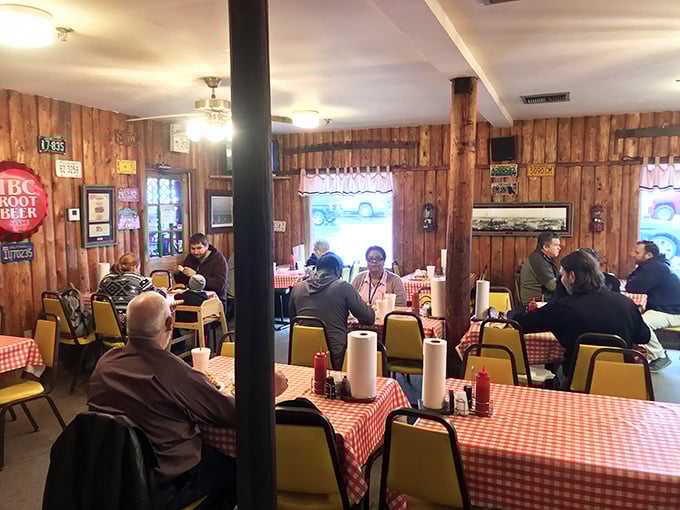 No fancy lighting or designer chairs here—just people experiencing the universal language of "mmm" in its natural habitat.