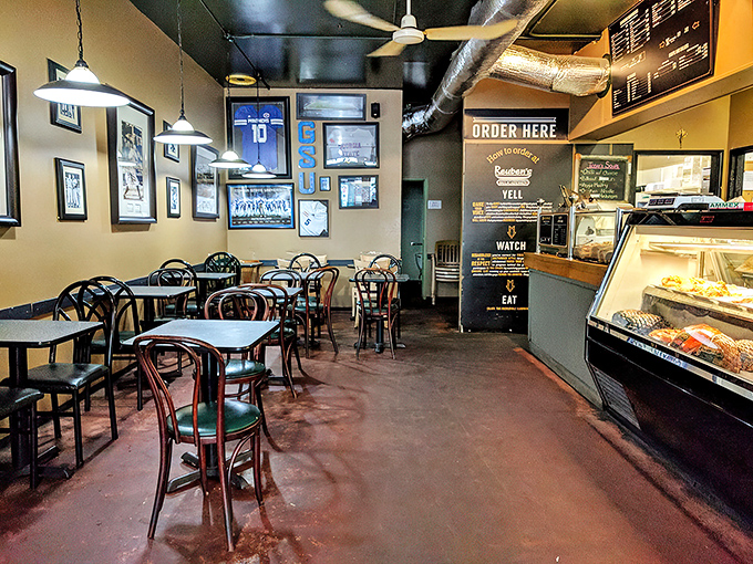 The dining area feels like a time capsule of Atlanta sports history. Order at the counter, grab a seat, and join the community of devoted regulars.