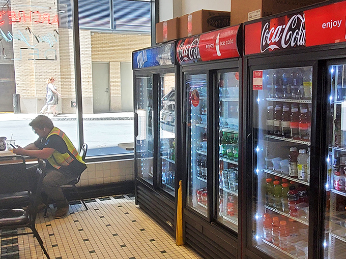The beverage coolers stand ready with cold drinks—because fighting the good fight against thirst is part of the Archie's experience.