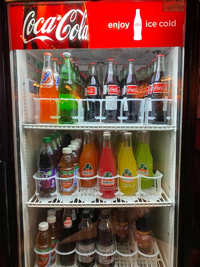 A rainbow of Mexican sodas and American classics ensures your thirst is quenched with something more exciting than just water.