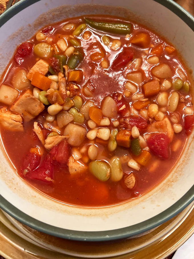 Brunswick stew – the South's greatest contribution to the soup world. Each spoonful is like a garden party where meat is the guest of honor.