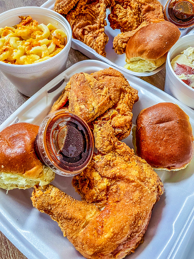 Forget Instagram filters – this is what real, honest-to-goodness Southern fried chicken looks like in its natural habitat.