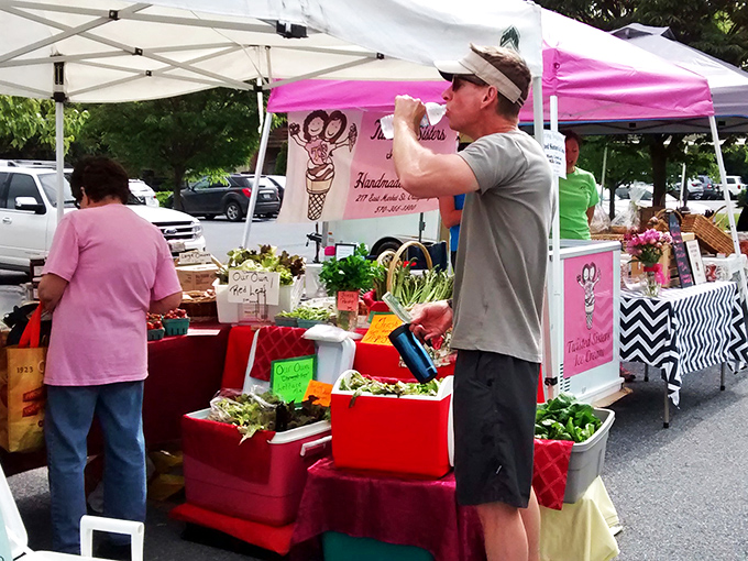 The local farmers market showcases Pennsylvania's agricultural bounty. Fresh produce and friendly faces—the original social network.