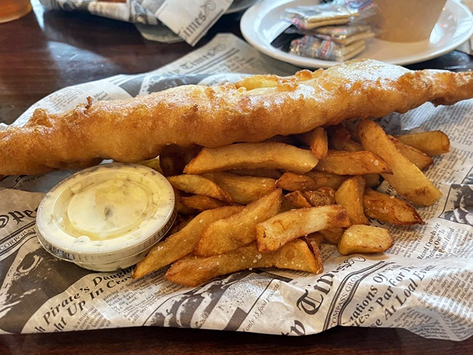 These aren't just fries—they're proper chips. Thick-cut, golden-crisp outside, fluffy inside, and begging for a splash of malt vinegar.