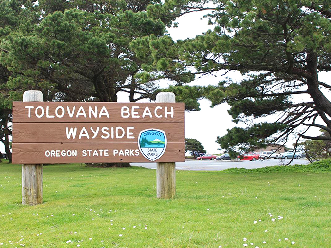 Tolovana Beach Wayside sign—where official park designation meets unofficial designation as "heaven's front porch" by those in the know.