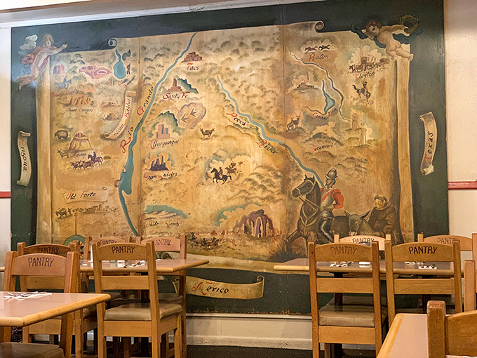 This mural doesn't just decorate the wall—it tells the story of New Mexico's soul, one illustrated landmark at a time.