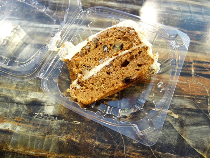Carrot cake packaged to-go means the joy doesn't have to end when you leave—dessert diplomacy at its finest.