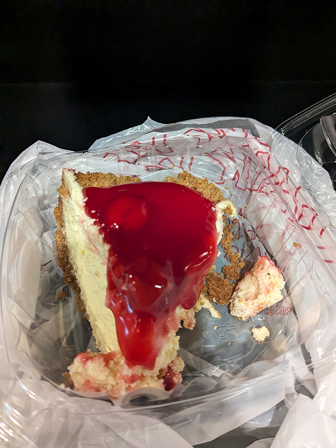 Cheesecake with that perfect graham cracker crust and berry topping—because saving room for dessert is a moral obligation.