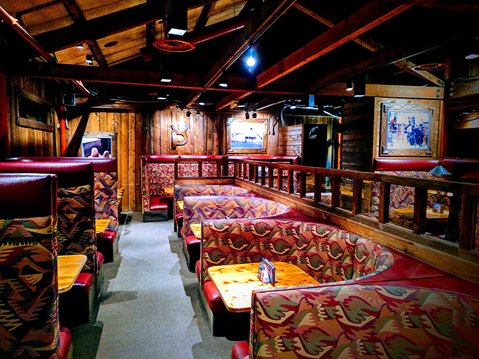 Booth seating arranged for maximum privacy – perfect for romantic dinners or serious conversations about whether to order dessert.