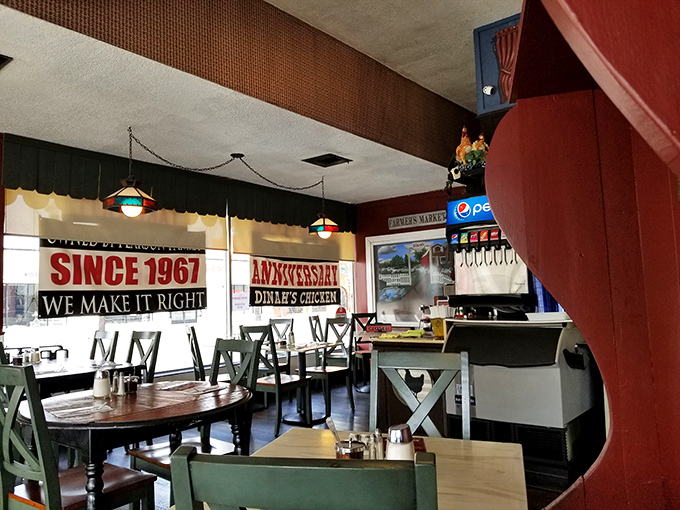 The "We Make It Right" sign isn't just decoration—it's a mission statement that's been fulfilled countless times since those pendant lights were installed.